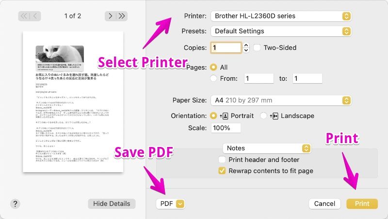 How To Print Notes App On Mac Mac Sheet